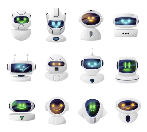 Premium Vector Robots Androids Heads With Faces On Screen Vector