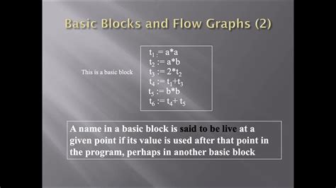 Basic Block And Flow Graphs Youtube