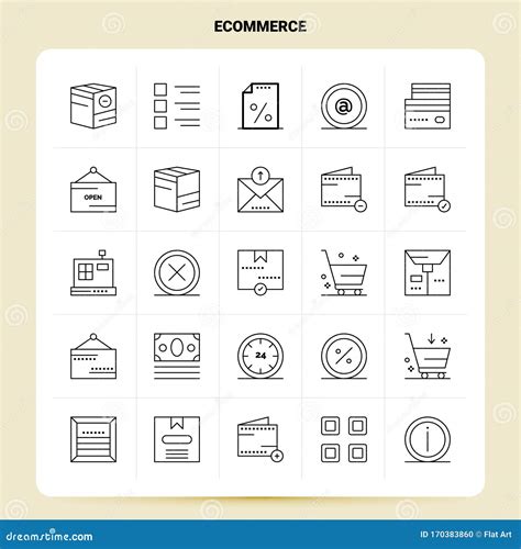 Outline 25 Ecommerce Icon Set Vector Line Style Design Black Icons Set Linear Pictogram Pack