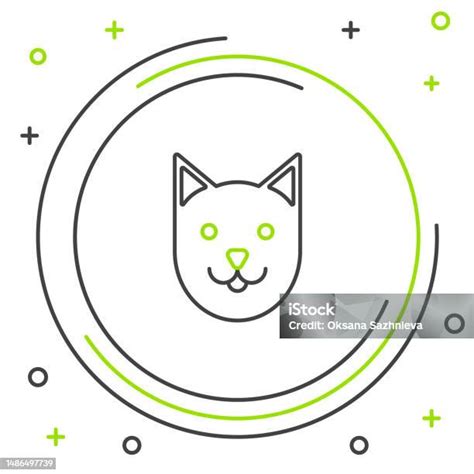 흰색 배경에 격리된 검은색과 녹색 선 고양이 아이콘 다채로운 개요 개념입니다 벡터 일러스트 레이 션 가공의 인물에 대한 스톡