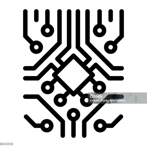 Analog Processor Circuit With Diode And Microchip Line Icon Electronics