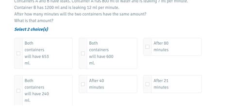 Solved Containers A And B Have Leaks Container A Has 800 Ml Of Water