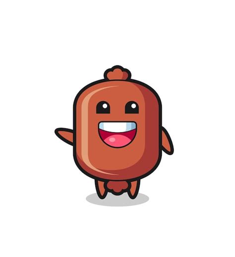 Premium Vector Happy Sausage Cute Mascot Character