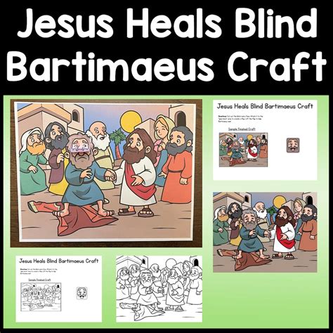 Jesus Heals Blind Bartimaeus Blind Man Craft Color And Bw Jesus