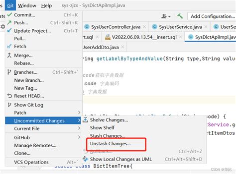 Idea切换git分支时保存未提交的文件idea切换分支保留 Csdn博客