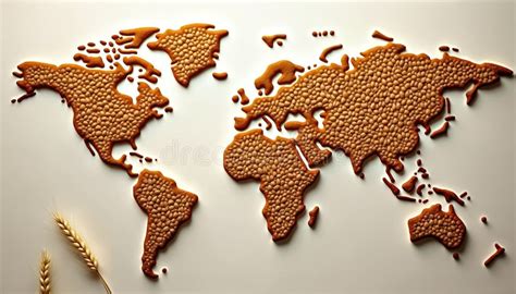 World Map Laid Out Of Grain Crops On Light Background Illustration