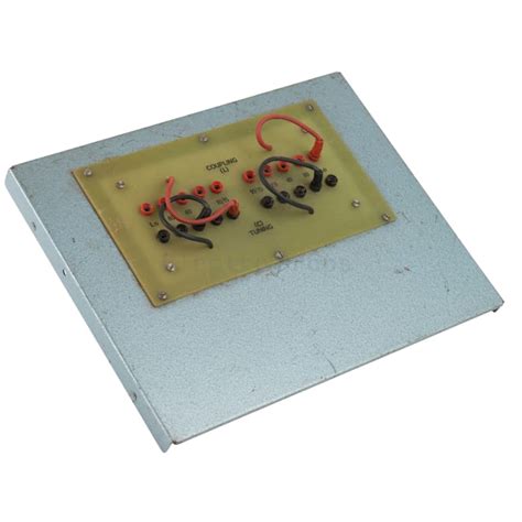 Small Patch Panel With Red Black Plugs Sockets Wires On Hammerite Blue Panel Electro