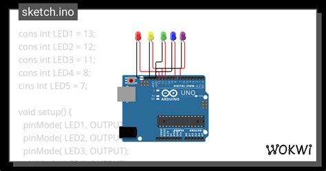 Lampu Berjalan Wokwi Esp32 Stm32 Arduino Simulator