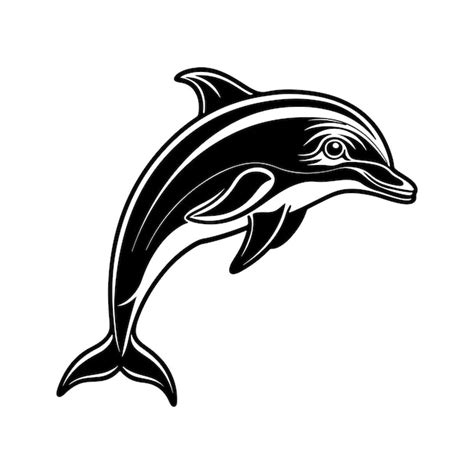 백색 바탕에 고립된 돌고래 실루 터 프리미엄 Ai 생성 벡터