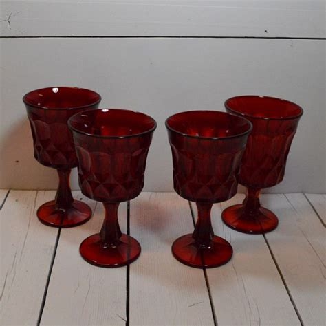 Ruby Red Drinking Glasses Etsy