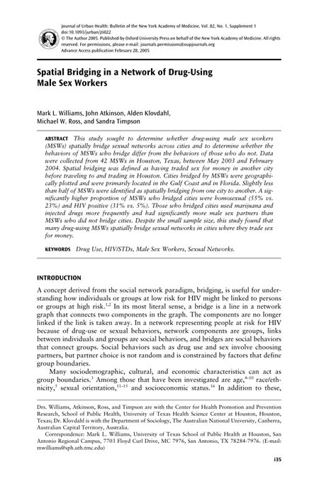 Pdf Spatial Bridging In A Network Of Drug Using Male Sex Workers