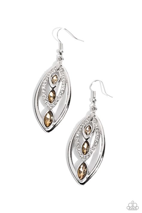 Paparazzi Accessories Extra Exuberant Brown Earrings