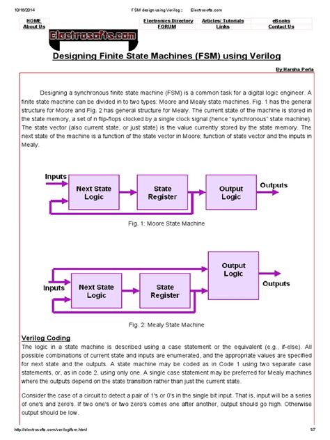 Fsm Design Using Verilog Electrosofts Pdf Electronics