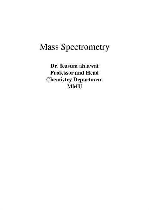 PDF Mass Spectrometry Ppt By Kusum DOKUMEN TIPS