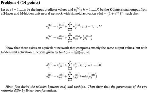 SOLVED Problem 4 14 Points A 2 Layer And M Hidden Unit Neural