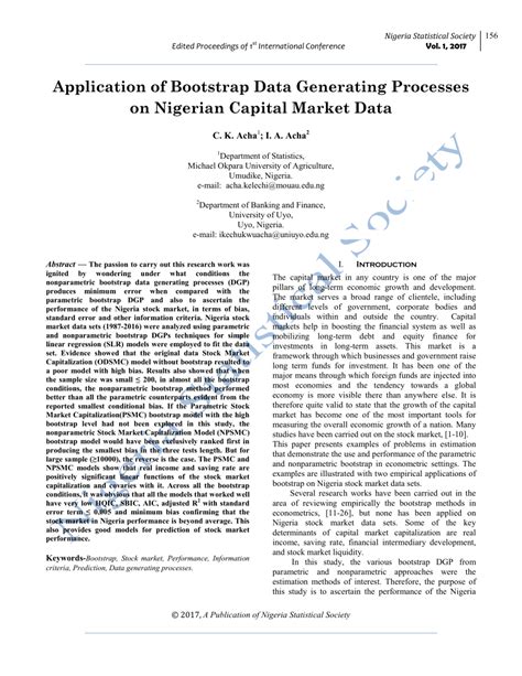 Pdf Application Of Bootstrap Data Generating Processes On Nigerian