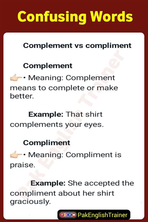 Confusing English Words Compliment Vs Complement
