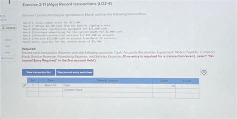 solved exercise 2 11 algo record transactions lo2 4