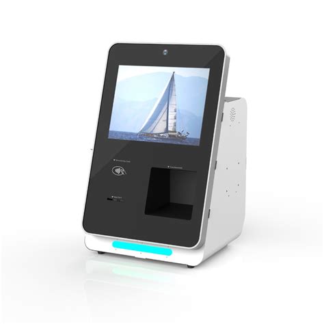 Tabletop Hotel Check In Kiosk Check Out Kiosk With Passport Scanner Room Key Dispenser