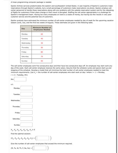 Solved A Linear Programming Computer Package Is