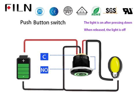 Great Electronic Push Button Switch FILN 19MM 12V 20 Waterproof Red Led Electronic Push