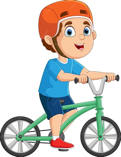 Desenho De Menino Bonitinho Andando De Bicicleta Vetor Premium