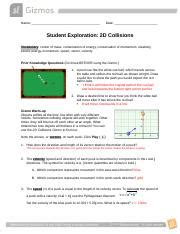 DCollisionsSE Docx Name Date Babe Exploration D Collisions Vocabulary Center Of Mass
