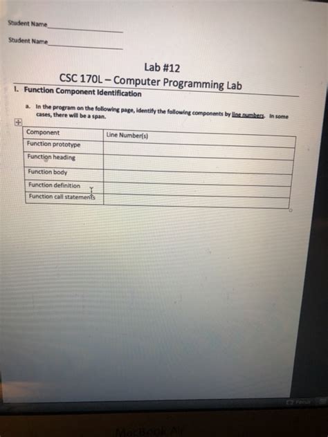 Solved Student Name Student Name Lab 12 CSC 170L Computer Chegg