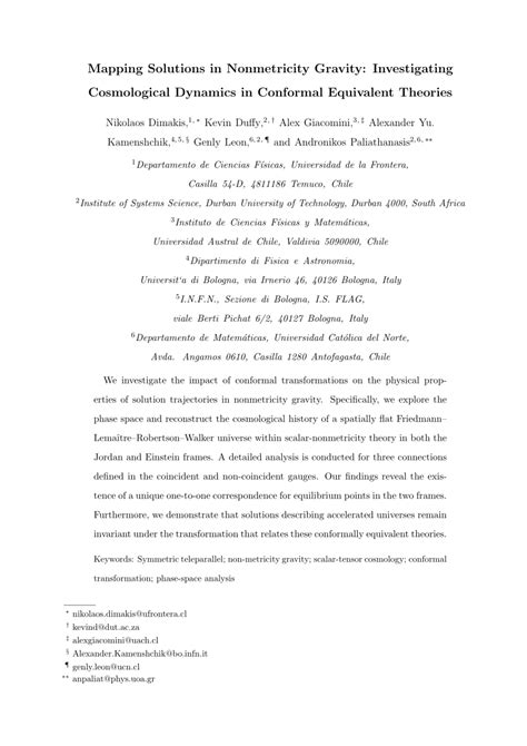 Pdf Mapping Solutions In Nonmetricity Gravity Investigating Cosmological Dynamics In