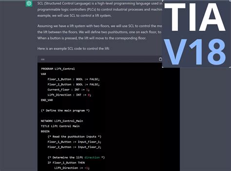 Can Chat GTP Write Program For Siemens TIA Portal