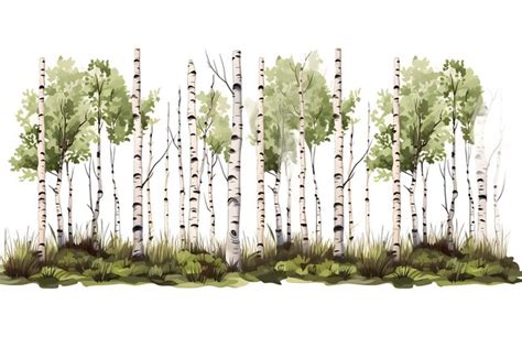 Premium Photo Isolated Of Birch Tree Fence Line Up With Horizontal Pale White And Silv On
