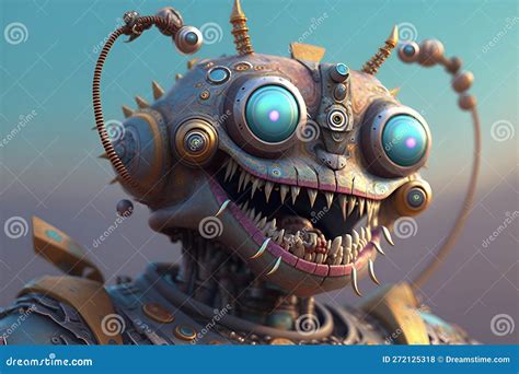 Spooky Looking Robot Stock Illustration Illustration Of Jolly 272125318