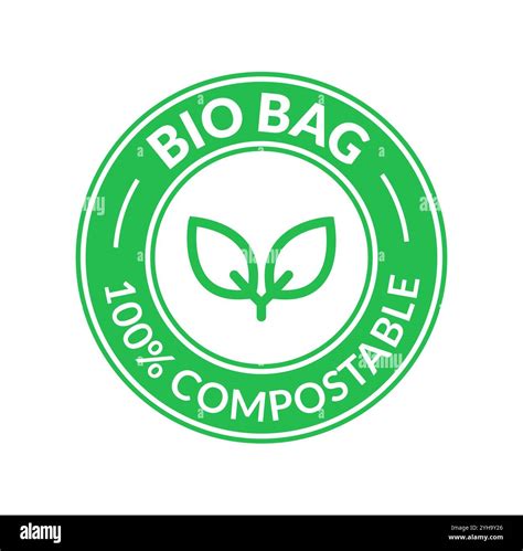 Eco Friendly Bio Bag Logo Green Compostable Symbol With Leaf Design