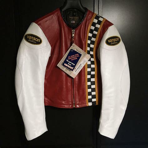 Vanson Leather Racing Jacket Blouson Checkered Bike W… Gem