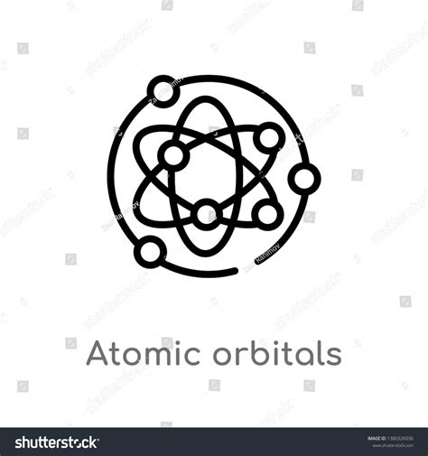 Outline Atomic Orbitals Vector Icon Isolated Black Simple Line Element Illustration From