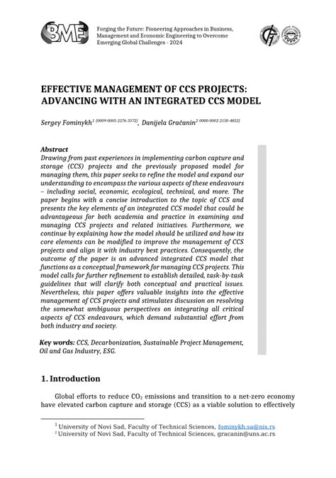 Pdf Effective Management Of Ccs Projects Advancing With An Integrated Ccs Model