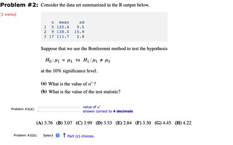 Solved Problem 2 Consider The Data Set Summarized In The