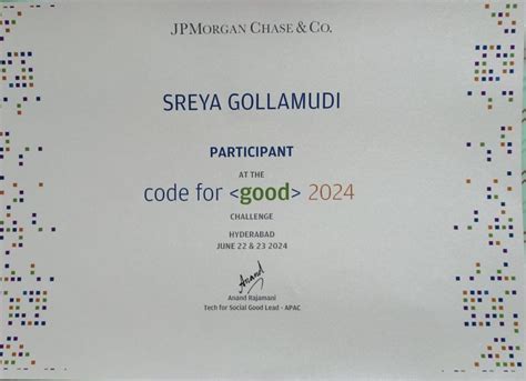 Sreya Gollamudi On Linkedin Codeforgood Hackathon Teamwork Collaboration Innovation Jpmc