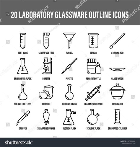 Laboratory Glassware Icon Set Outline Science Stock Vector Royalty
