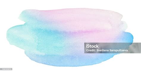 파스텔 색상의 여러 가지 색의 수채화 반점과 천연 얼룩이 종이에 있습니다 브러시로 손으로 그린 디자인을 위한 절연 프레임 그라데이션에 대한 스톡 사진 및 기타 이미지