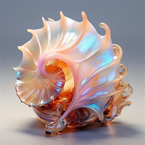 Premium Ai Image There Is A Glass Sculpture Of A Shell With A Spiral Design Generative Ai