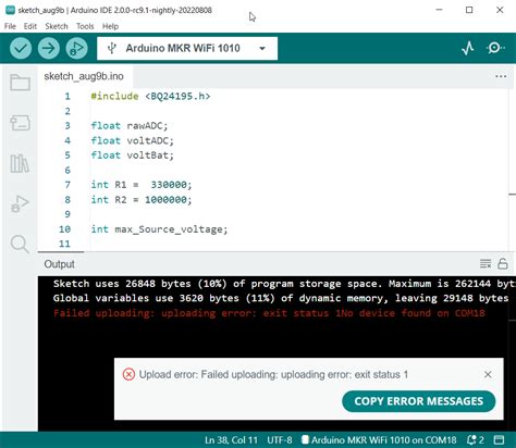 No Device Found On Comxx Message When Ide Identifies Board And Port Itself · Issue 1306