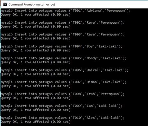 tutorial membuat database menggunakan command prompt kinitekno
