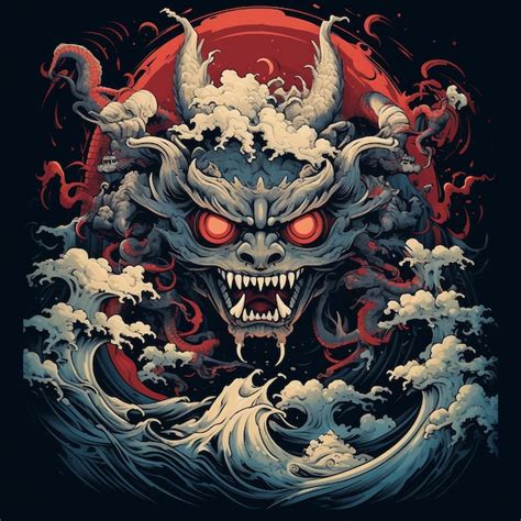 Premium Ai Image Yokai Tshirt Design