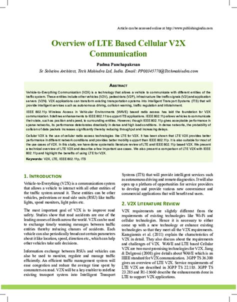 Pdf Overview Of Lte Based Cellular V2x Communication