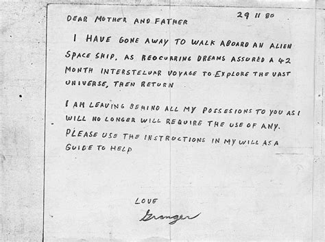 Bcs Granger Taylor Left A Note Saying He Was Boarding An Alien