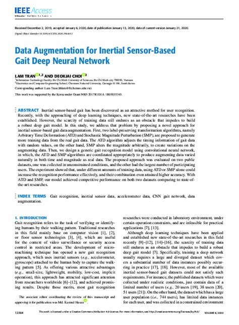 Pdf Data Augmentation For Inertial Sensor Based Gait Deep Neural Network