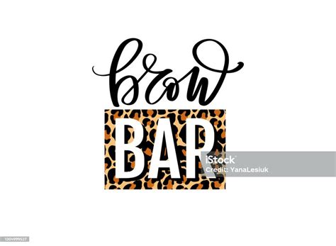 레오파드 프린트가 있는 브로우 바 로고 뷰티 살롱 브로우 바 벡터 눈썹 서예 0명에 대한 스톡 벡터 아트 및 기타 이미지 0명 개념 검은색 Istock