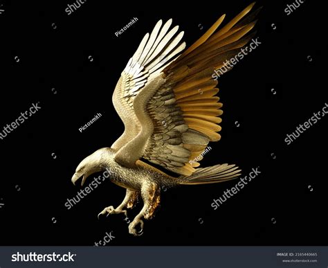 Statue Golden Eagle Swooping Posture Side Stock Illustration 2165440665 Shutterstock