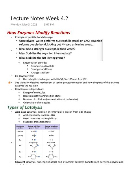 Biochem Enzymes Lecture Notes Week 4 Lecture 3 153A UCLA Studocu